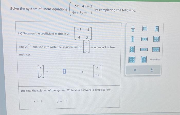Solved Solve the system of linear equations | Chegg.com