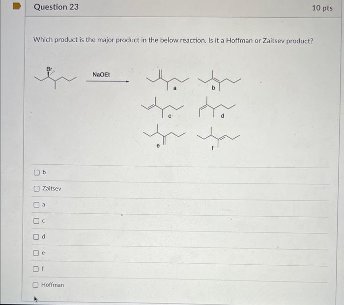 Solved Which product is the major product in the below | Chegg.com