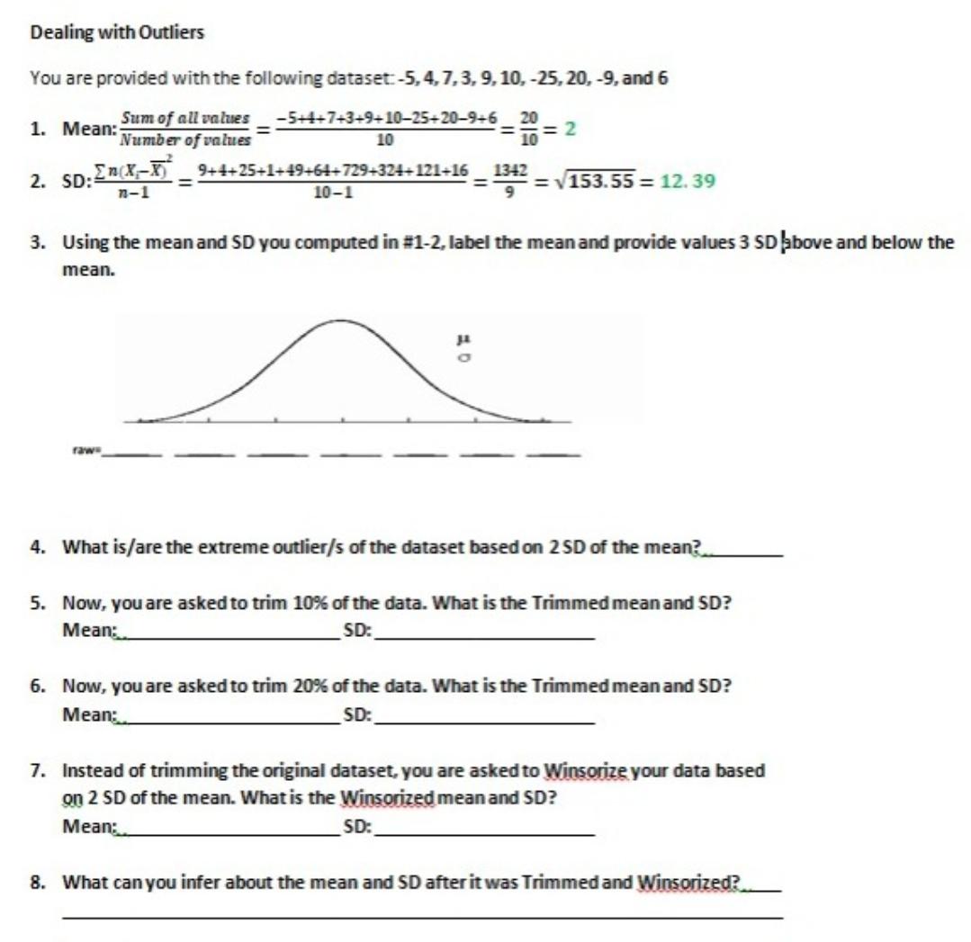 Solved Dealing with OutliersYou are provided with the | Chegg.com