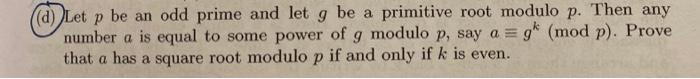 Solved (a) Let p be an odd prime and let g be a primitive | Chegg.com
