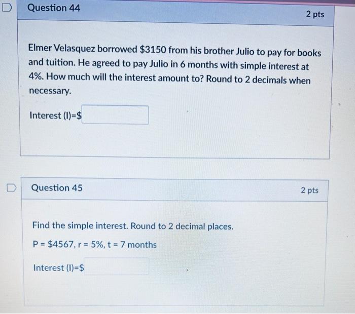 Solved Elmer Velasquez borrowed $3150 from his brother Julio | Chegg.com