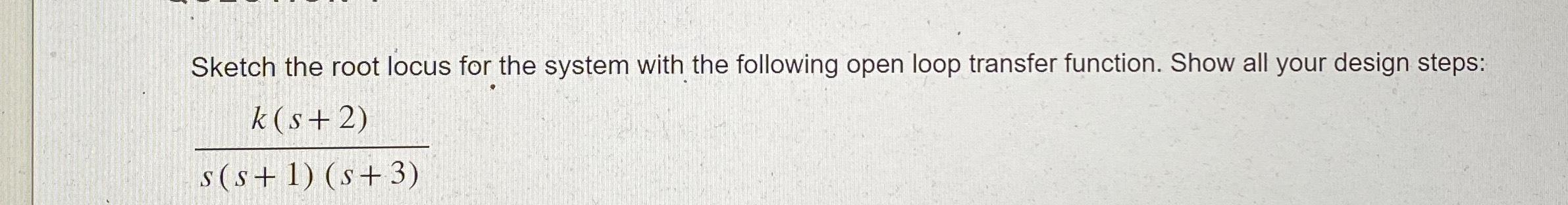 Solved Sketch the root locus for the system with the | Chegg.com