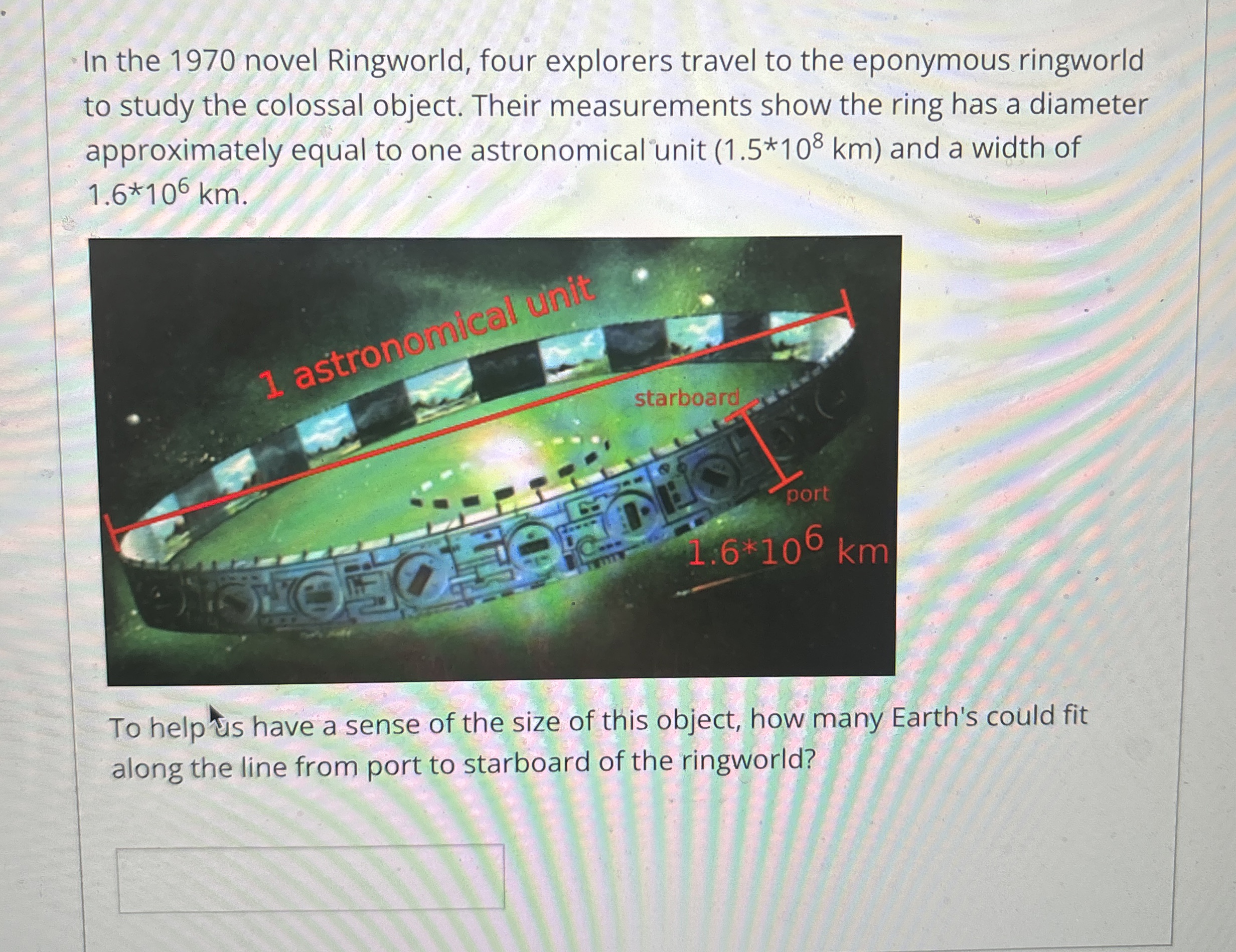 Solved In the 1970 ﻿novel Ringworld, four explorers travel | Chegg.com