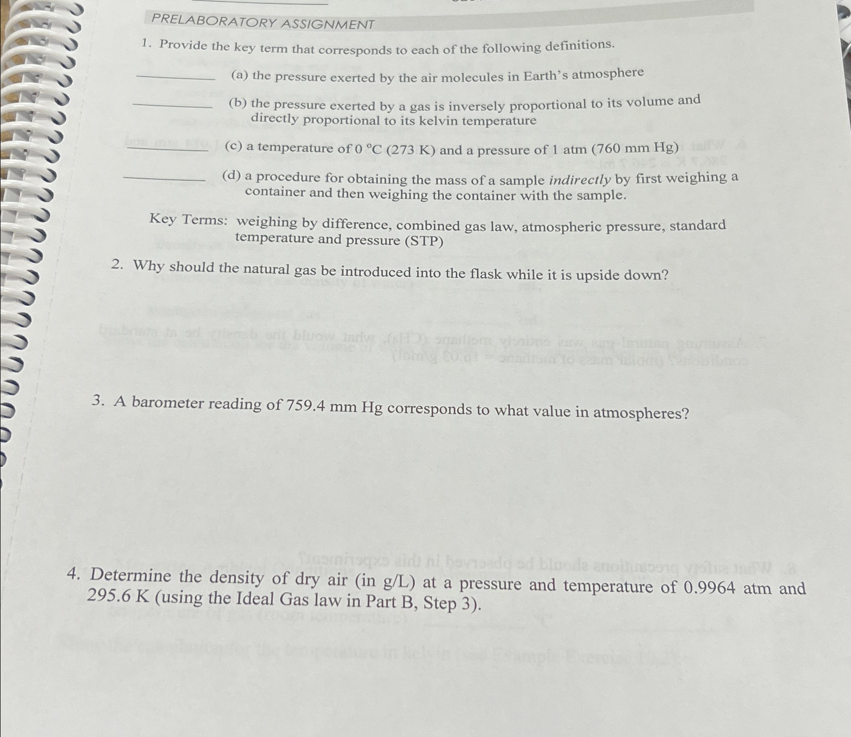 Solved PRELABORATORY ASSIGNMENTProvide the key term that | Chegg.com