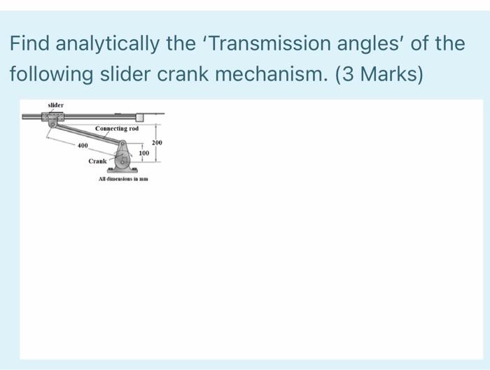 Solved Find analytically the 'Transmission angles' of the | Chegg.com