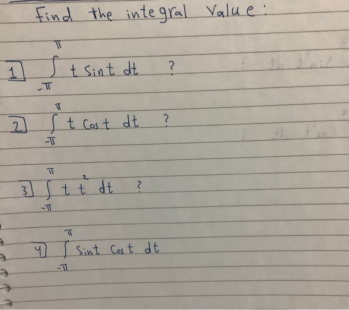 Solved find the integral Value: TV T S t Sint dt 2 T ? 2 st | Chegg.com