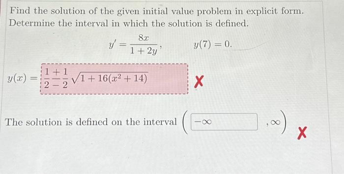 Solved find the solution of the given, interval, volume | Chegg.com