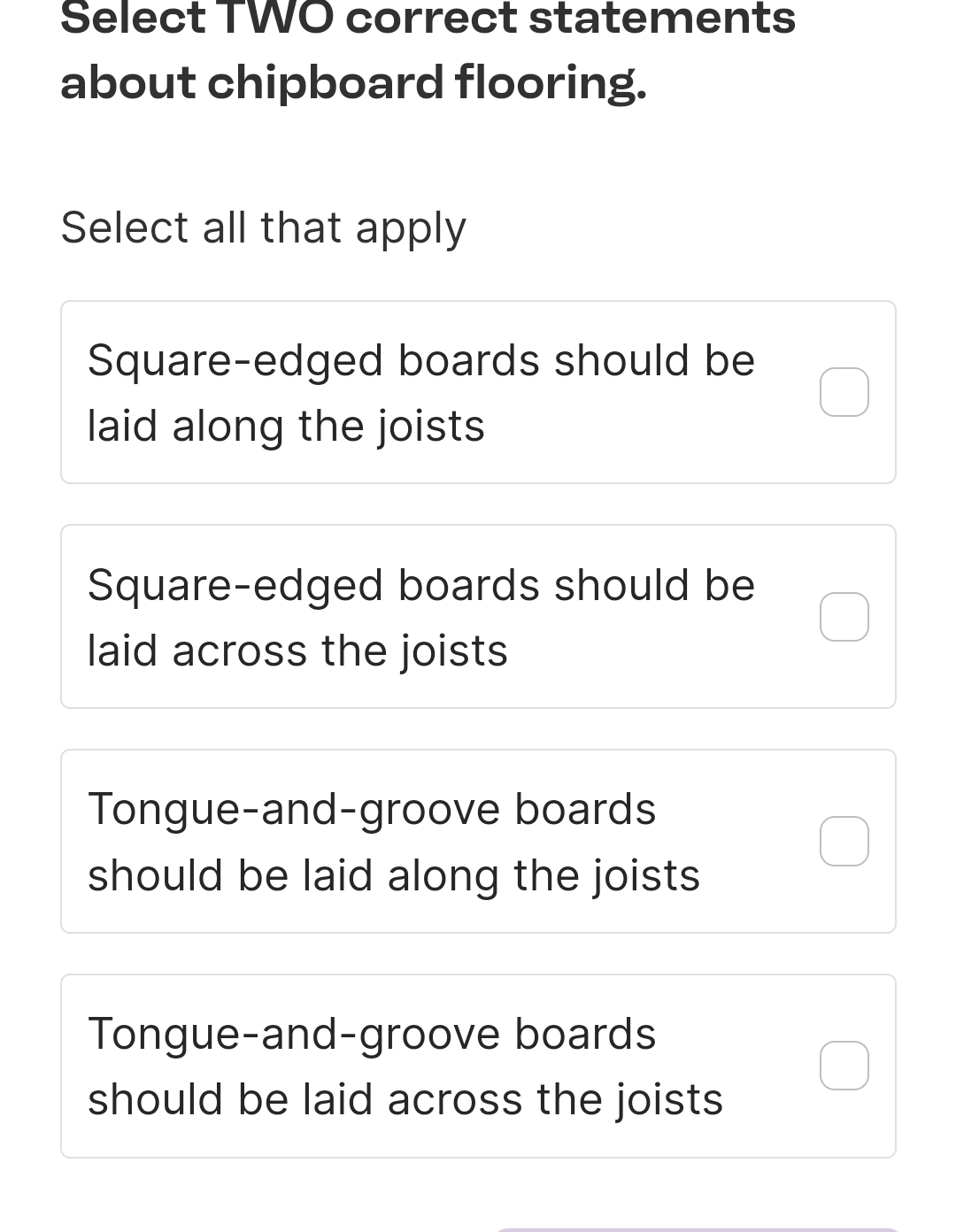 Solved Select TWO correct statementsabout chipboard | Chegg.com