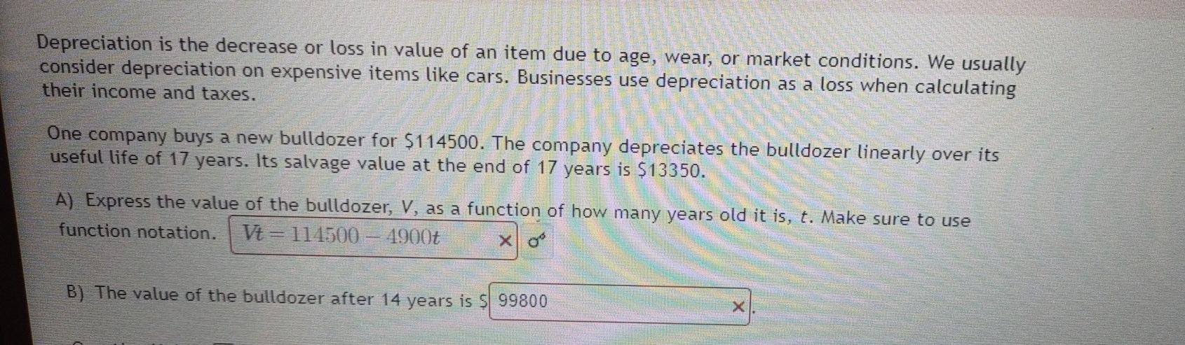 Solved Depreciation is the decrease or loss in value of an | Chegg.com