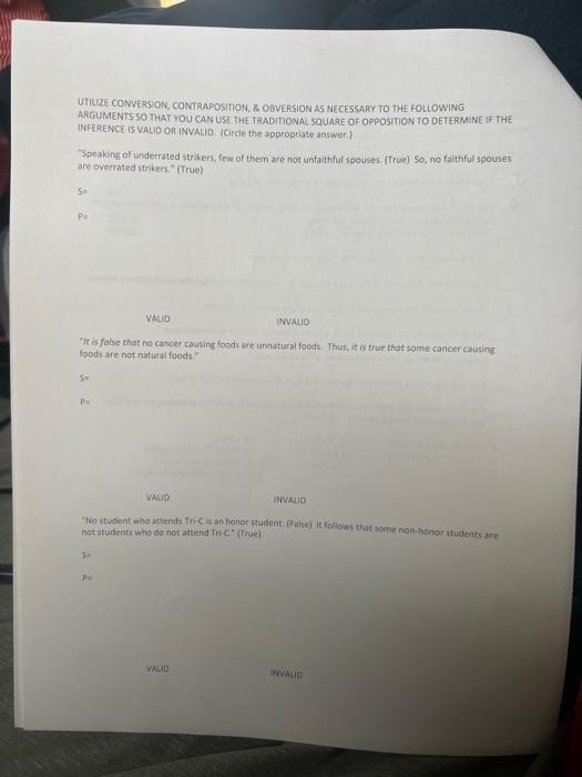 UTILIZE CONVERSION, CONTRAPOSITION, & OBVERSION AS | Chegg.com