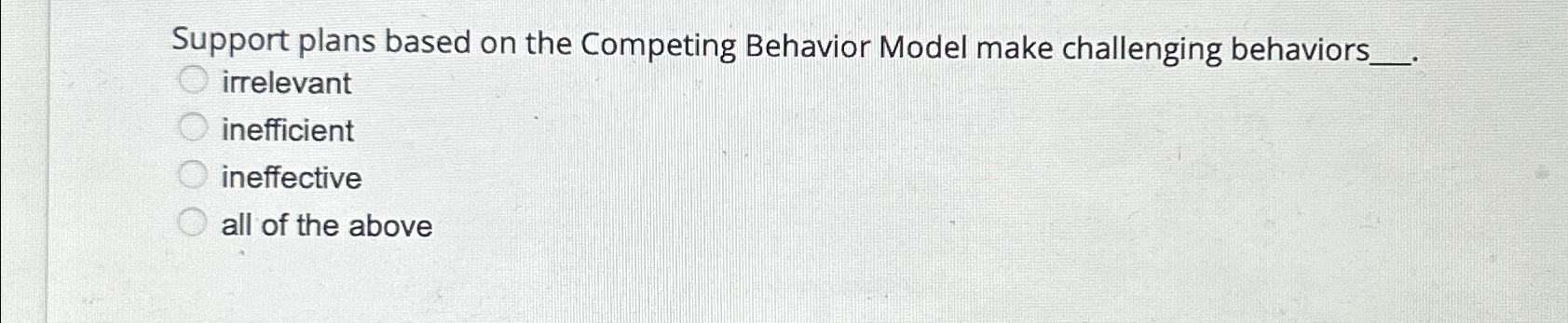 Solved Support plans based on the Competing Behavior Model | Chegg.com