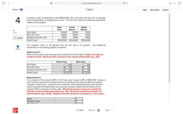 Solved education.com Exam 40 Swed Help Save & Exit Submit 4 | Chegg.com