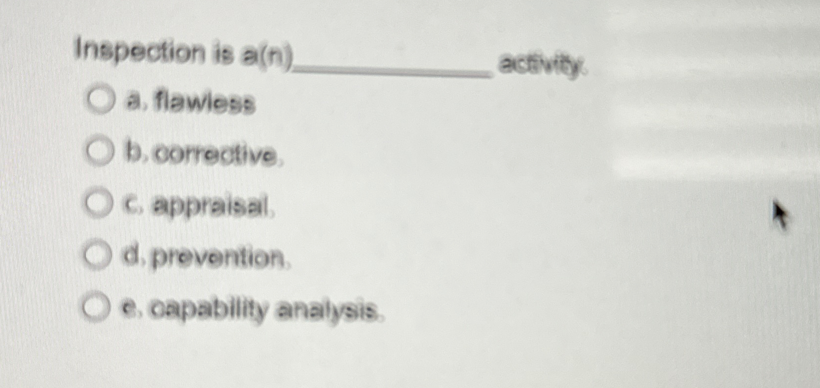 Solved Inspection is aln activity.a. ﻿flawiessb. | Chegg.com
