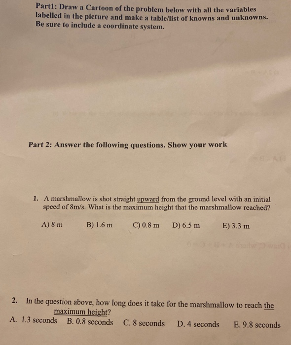 Solved Part1: Draw a Cartoon of the problem below with all | Chegg.com