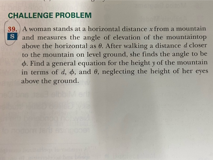 Solved CHALLENGE PROBLEM s 39. A woman stands at a | Chegg.com