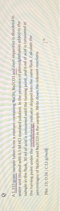 Solved A 1.233 gram sample taken from a mixture containing | Chegg.com