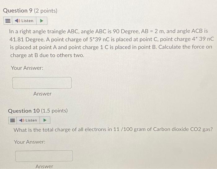 Solved In a right angle traingle ABC, angle ABC is 90 | Chegg.com