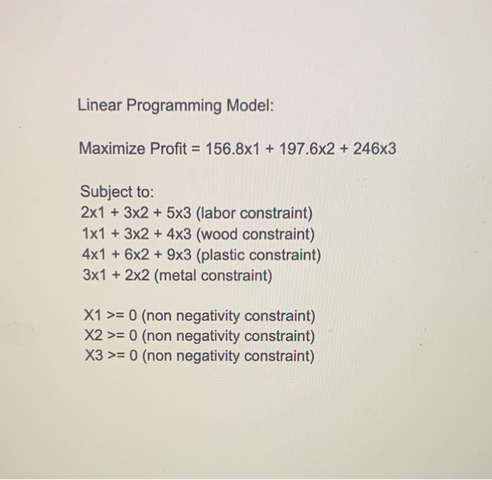Solved Use excel to find the optimal product mix for X1, X2, | Chegg.com