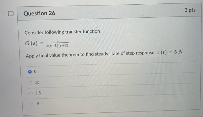 Solved Consider following transfer function | Chegg.com