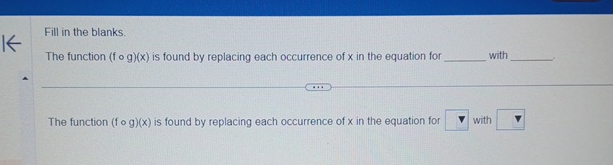 Solved Fill in the blanks.The function (f@g)(x) ﻿is found by | Chegg.com