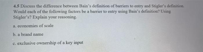 Solved 4.5 Discuss the difference between Bain's definition | Chegg.com