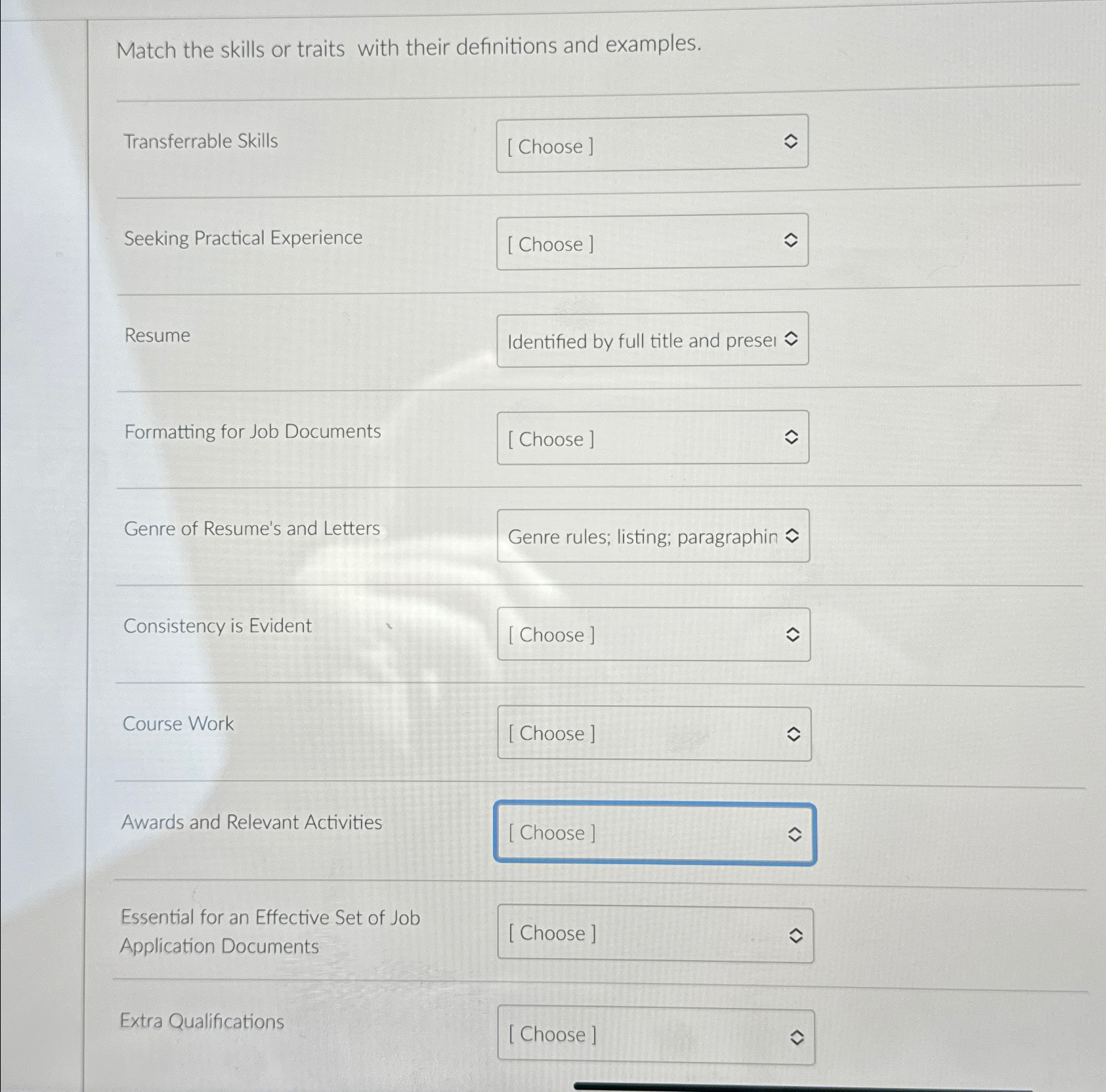Solved Match the skills or traits with their definitions and | Chegg.com