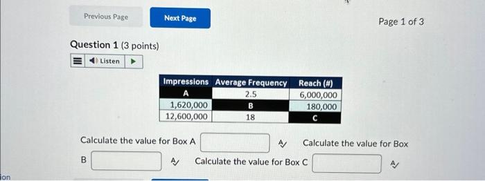 Solved Page 1 of 3 Question 1 (3 points) Calculate the value | Chegg.com