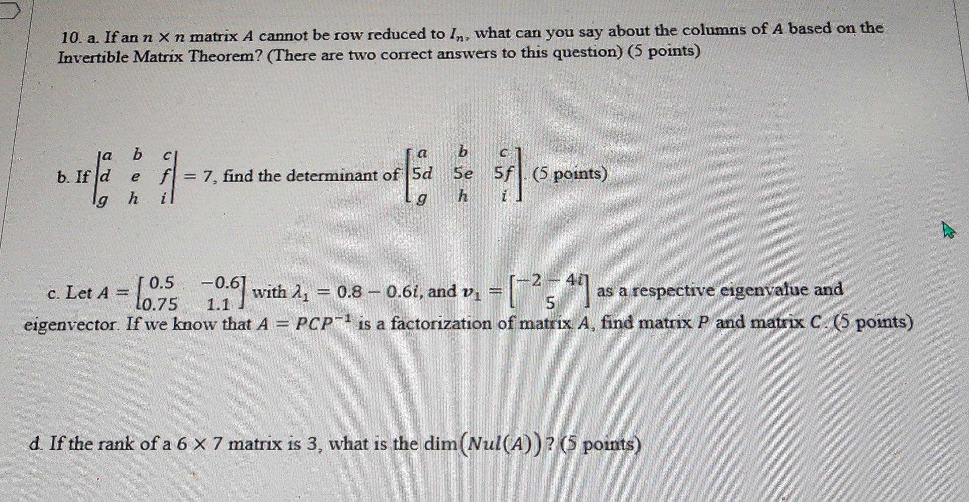 Solved a. ﻿If an n×n ﻿matrix A cannot be row reduced to In, | Chegg.com