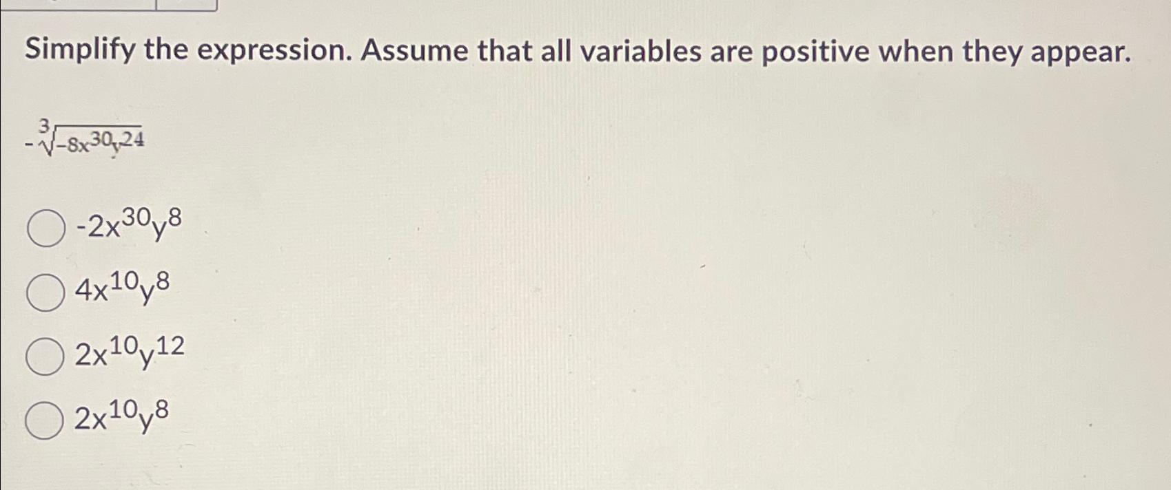 Solved Simplify the expression. Assume that all variables | Chegg.com