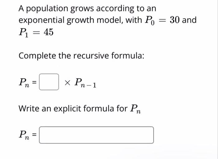 Solved A population grows according to an exponential growth | Chegg.com