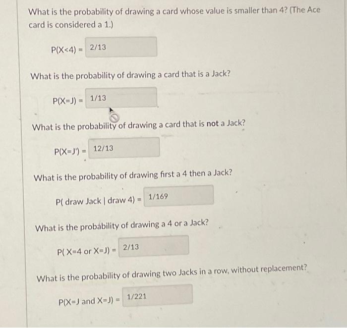 Solved What is the probability of drawing a card whose value | Chegg.com