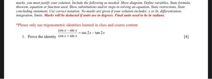 Solved marks, you must justify your solution. Include the | Chegg.com