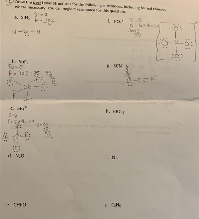 1. Draw the best Lewis Structure for the following | Chegg.com