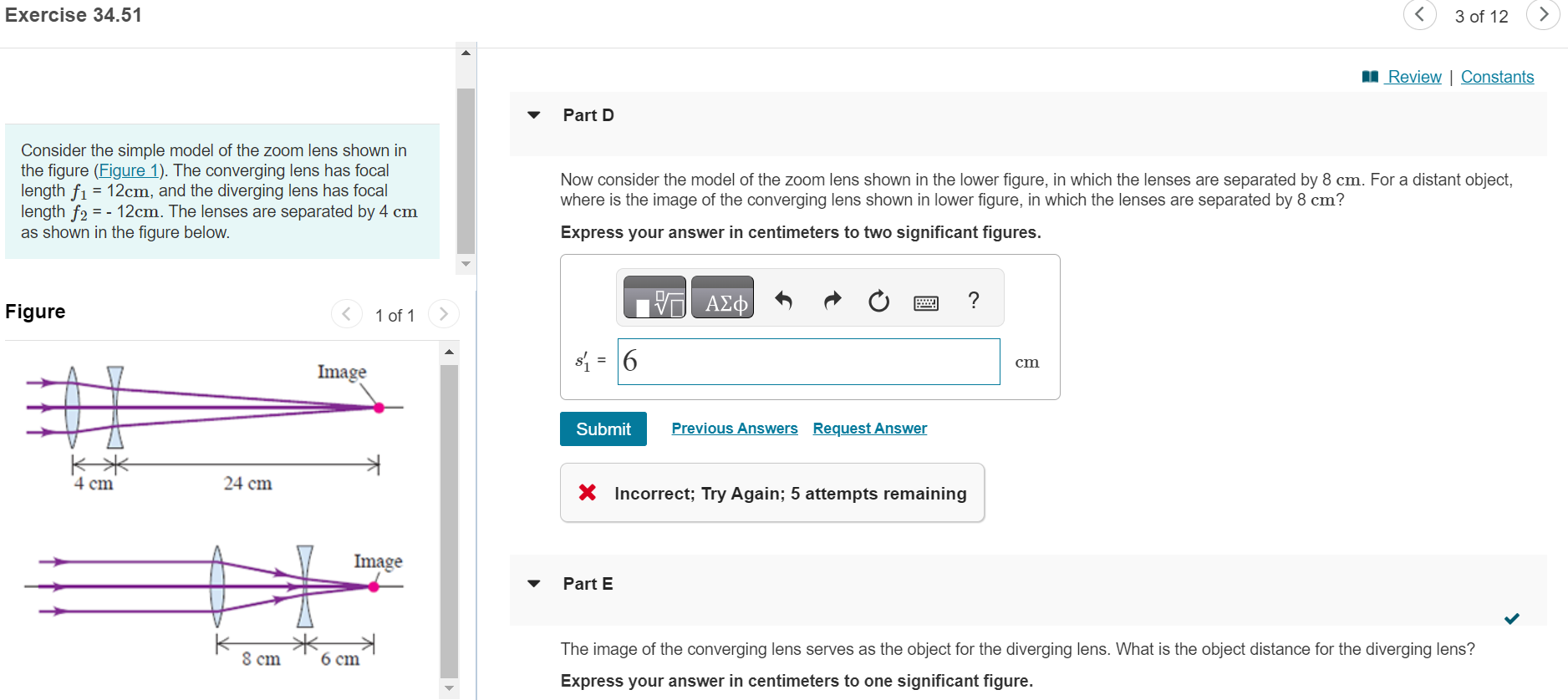 Solved Consider the simple model of the zoom lens shown | Chegg.com