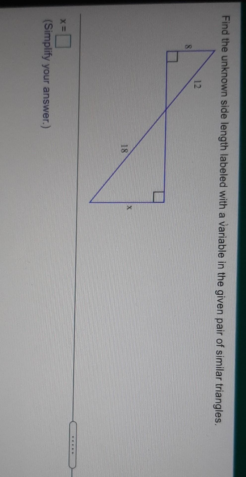 Solved Find the unknown side length labeled with a variable | Chegg.com