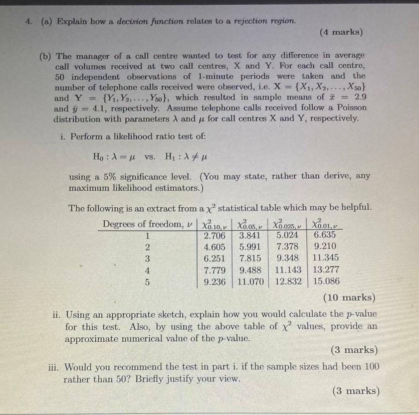 Solved 4. (8) Explain how a decision function relates to a | Chegg.com