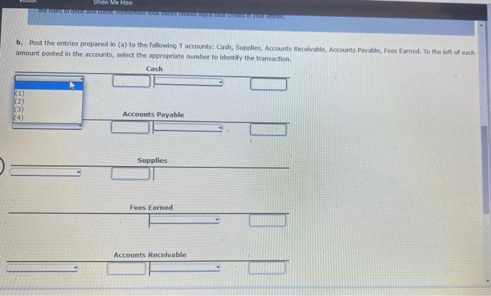 b. Post the entries prepared In (a) to the following | Chegg.com