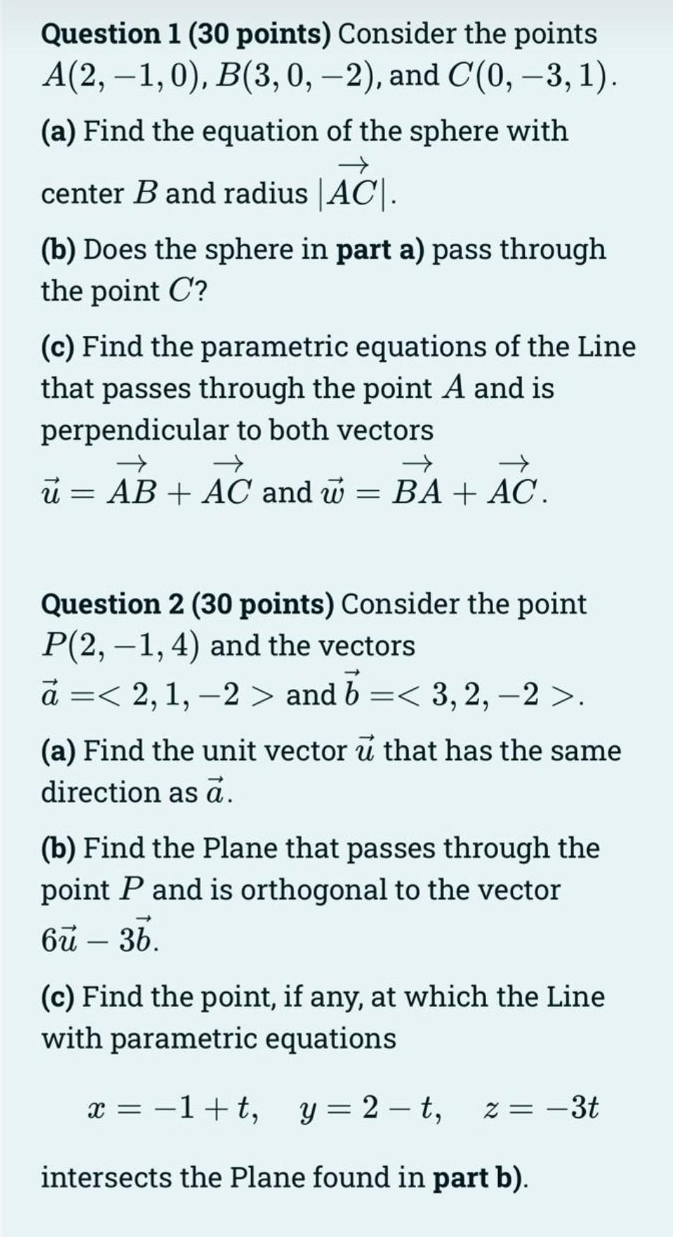 Solved Question 1 (30 points) Consider the points | Chegg.com