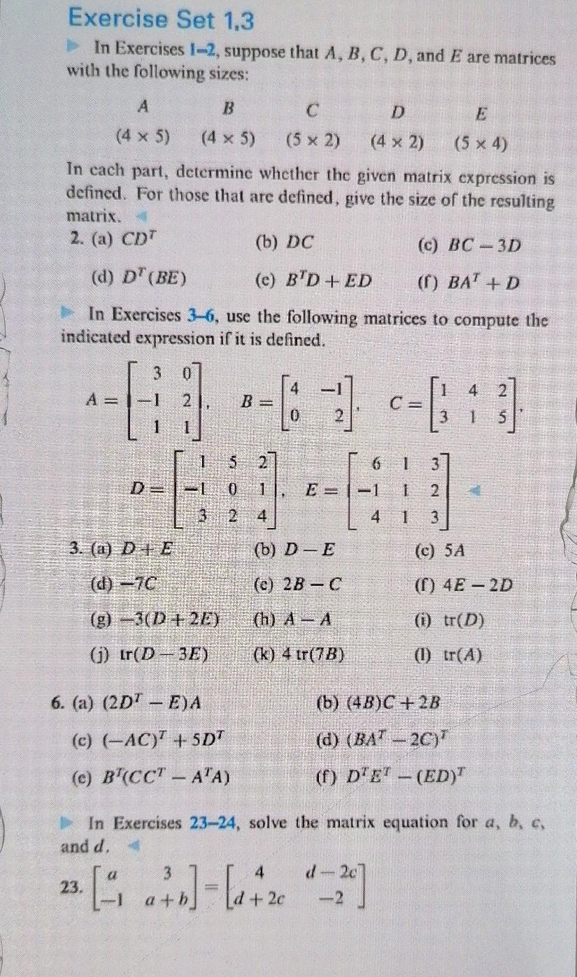 Solved Exercise Set 1,3 In Exercises 1-2, suppose that A, B, | Chegg.com