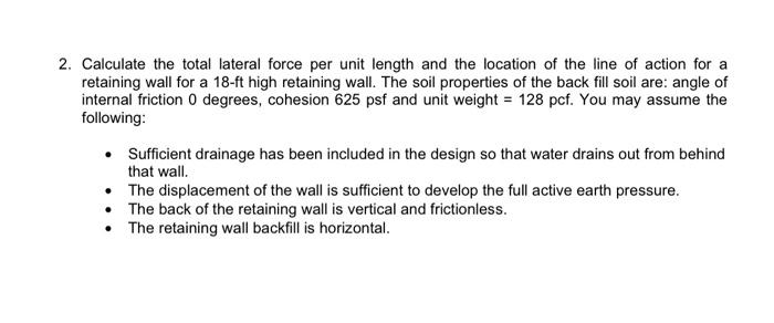 Solved 2. Calculate the total lateral force per unit length | Chegg.com