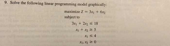Solved 9 Solve The Following Linear Programming Model 2296