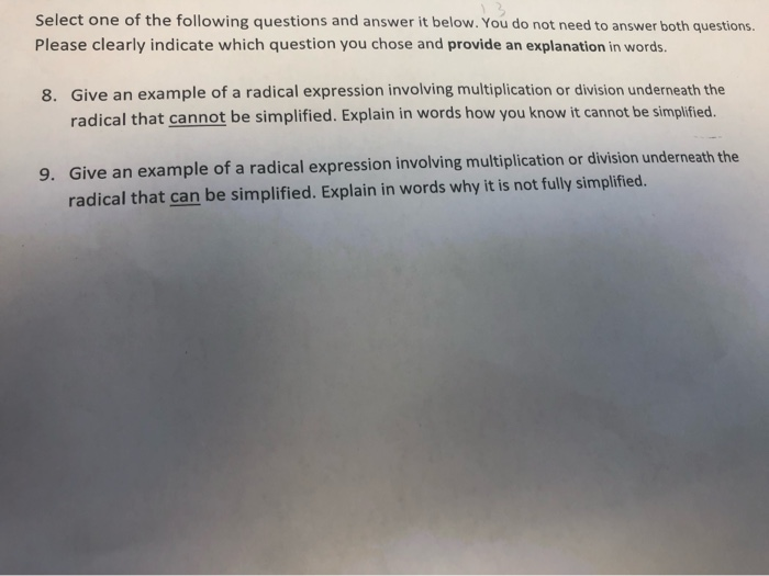 Solved Select one of the following questions and answer it | Chegg.com