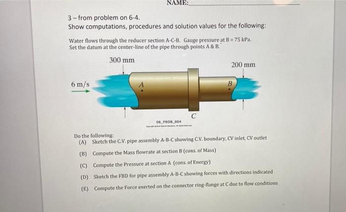 Solved NAME: 3 - from problem on 6-4. Show computations, | Chegg.com