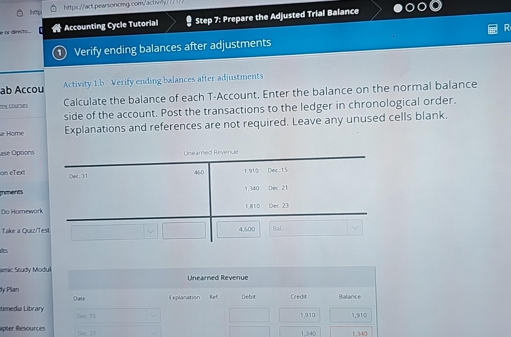 Activity 1.b - Verify ending balances after | Chegg.com