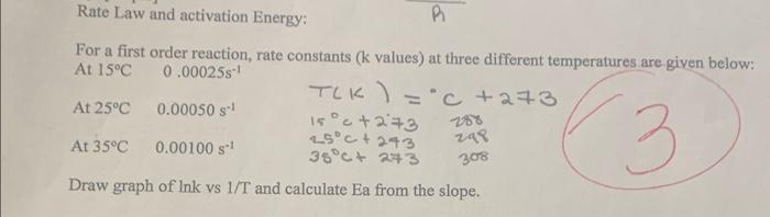 Solved For A First Order Reaction Rate Constants K
