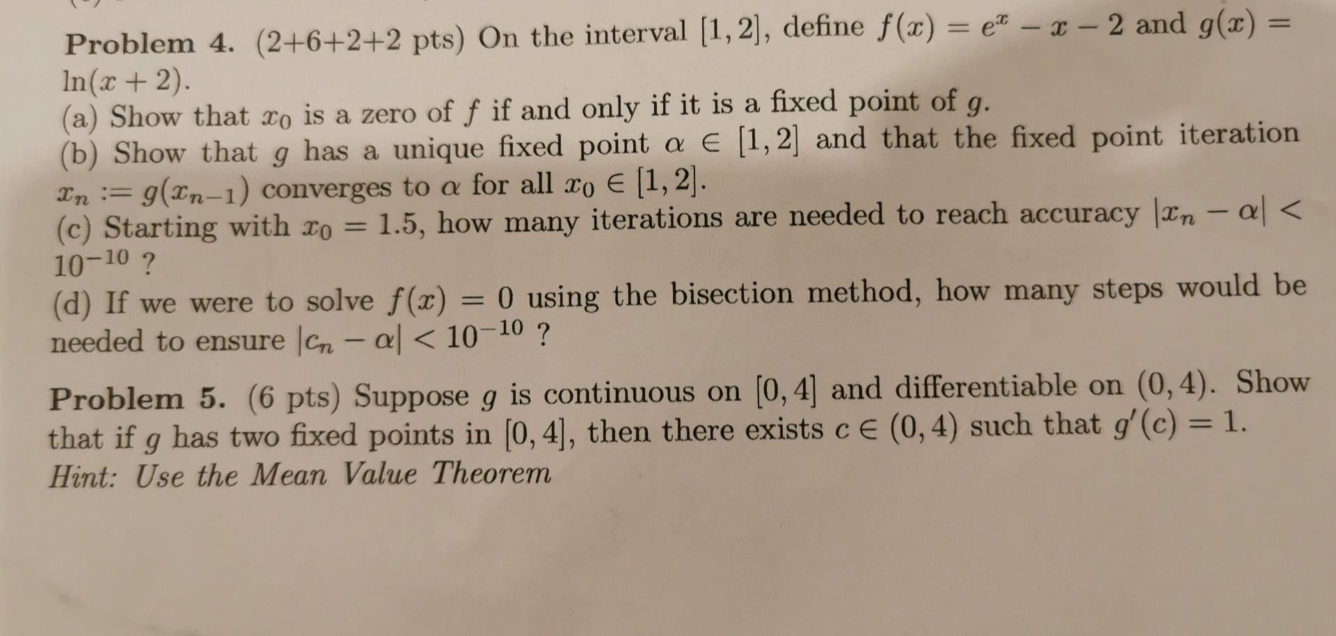 Solved Problem 4. (2+6+2+2 pts) On the interval [1,2], | Chegg.com