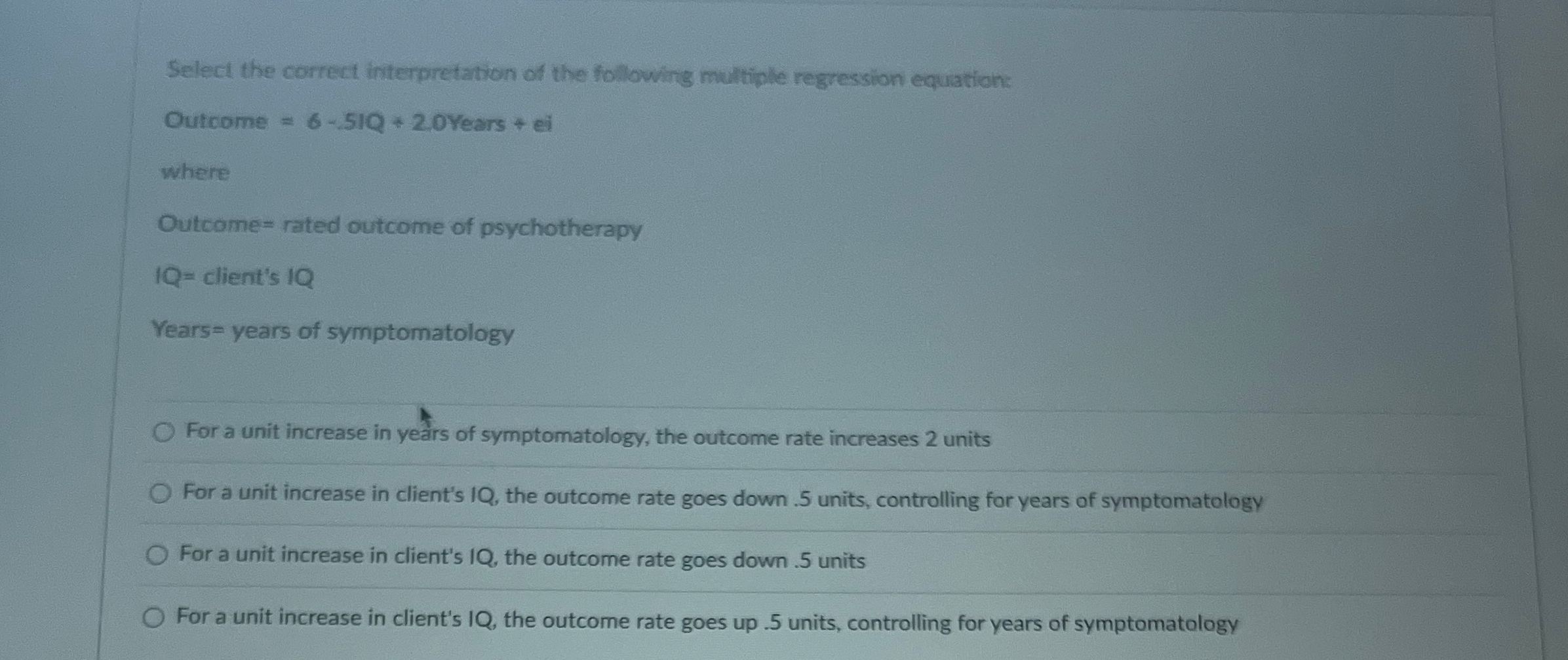 Solved Select the correct interpretation of the following | Chegg.com