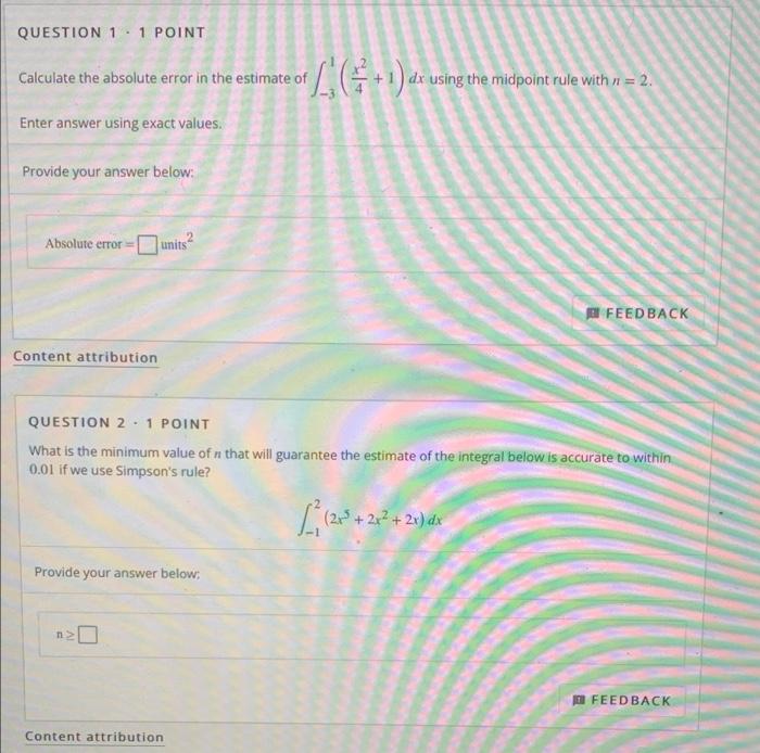 Solved QUESTION 1.1 POINT Calculate the absolute error in | Chegg.com