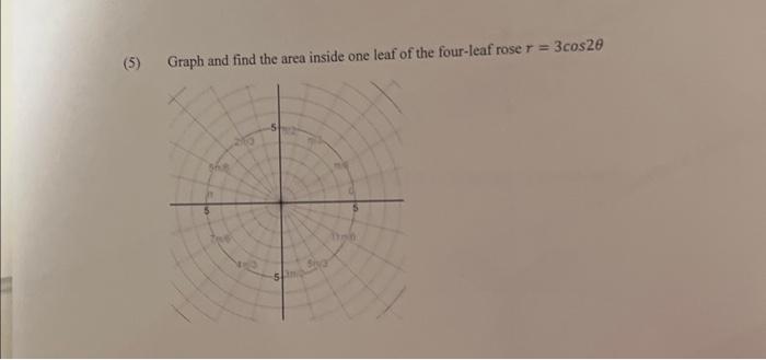 Solved (5) Graph and find the area inside one leaf of the | Chegg.com