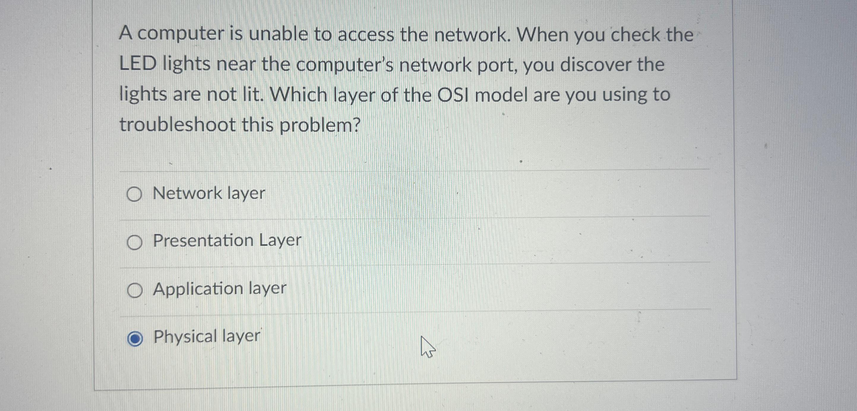 Solved A computer is unable to access the network. When you | Chegg.com